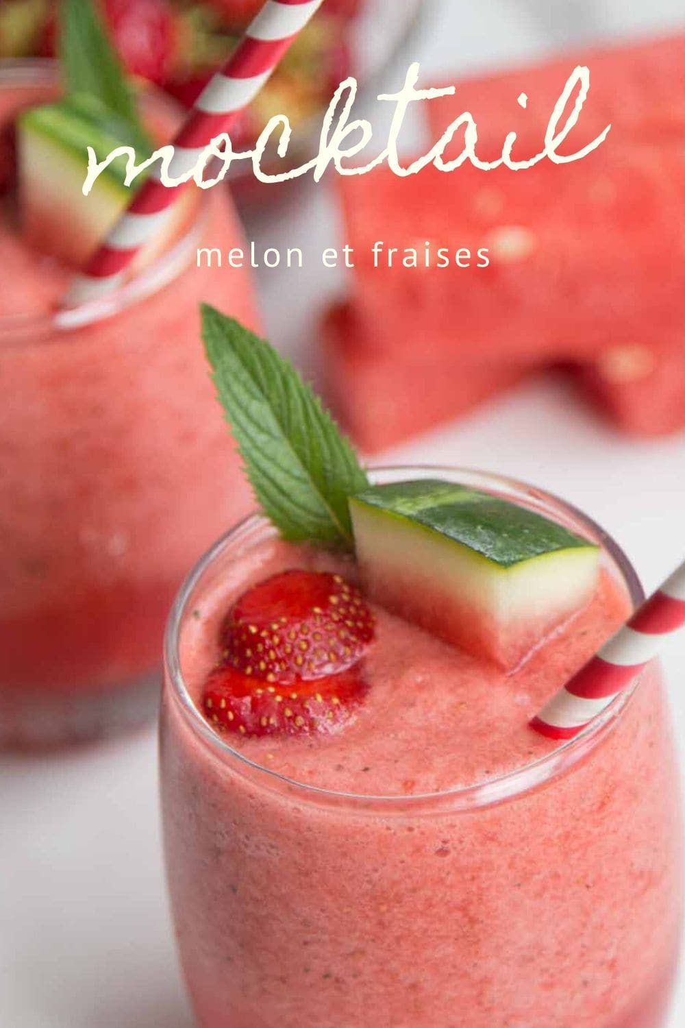 Mocktail au melon, fraises et menthe » Cinq Fourchettes