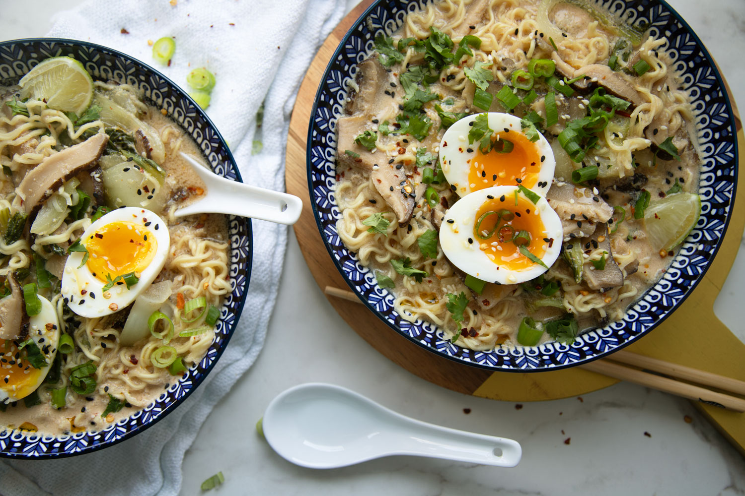 Soupe ramen crémeuse, shitake et bok choy » Cinq Fourchettes